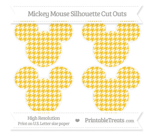 Saffron Yellow Houndstooth Pattern Medium Mickey Mouse Silhouette Cut ...
