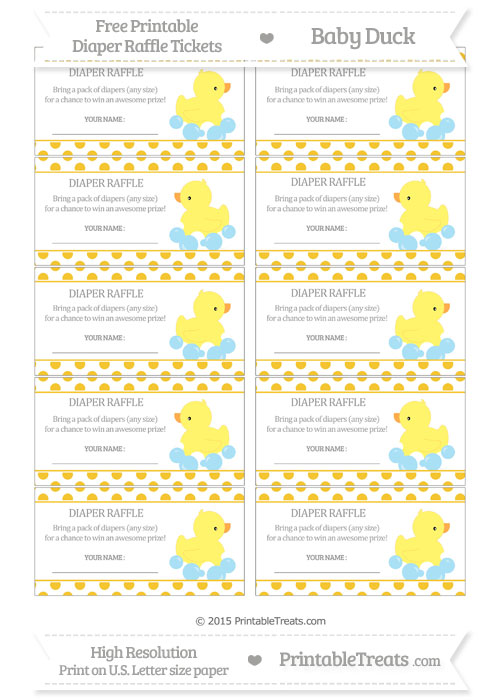 Free Saffron Yellow Polka Dot Baby Duck Diaper Raffle Tickets ...