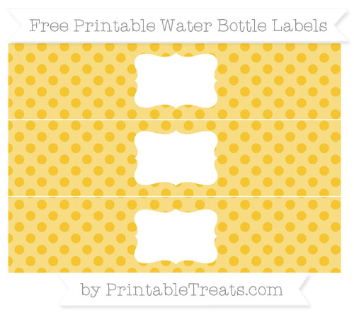 Saffron Yellow Polka Dot DIY Water Bottle Labels — Printable Treats.com