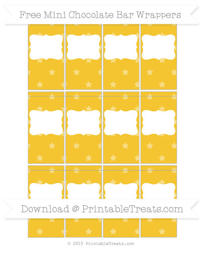 Saffron Yellow Star Pattern DIY Mini Chocolate Bar Wrappers — Printable ...