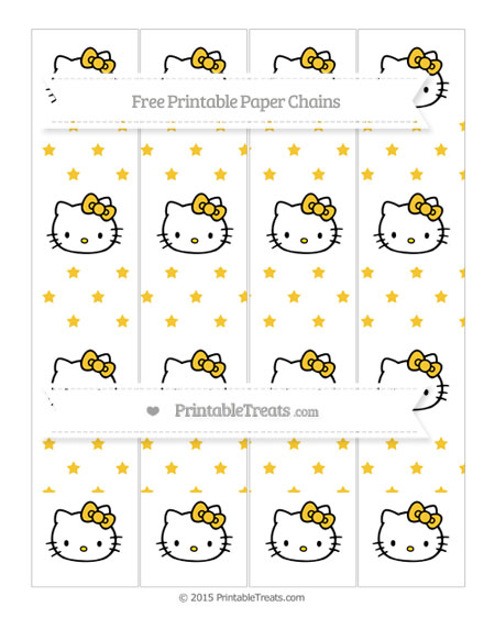 Free Saffron Yellow Star Pattern Hello Kitty Paper Chains — Printable ...