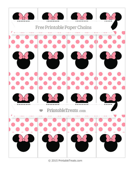 Free Salmon Pink Dotted Pattern Minnie Mouse Paper Chains — Printable ...