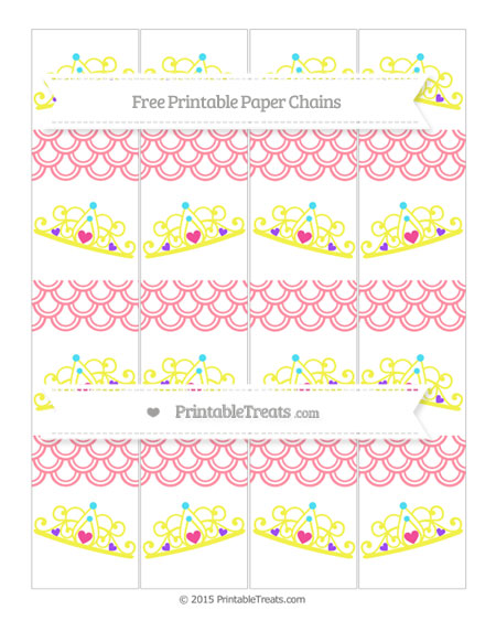 Salmon Pink Fish Scale Pattern Princess Tiara Paper Chains — Printable ...