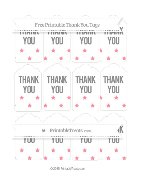 Free Salmon Pink Star Pattern Thank You Tags — Printable Treats.com