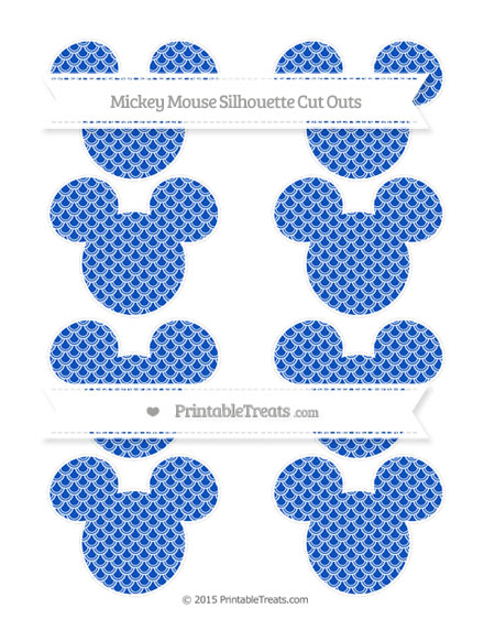 Sapphire Blue Fish Scale Pattern Small Mickey Mouse Silhouette Cut Outs ...
