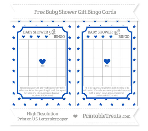 Sapphire Blue Star Pattern Baby Shower Gift Bingo Cards — Printable ...