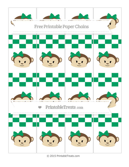 Shamrock Green Checker Pattern Girl Monkey Paper Chains — Printable ...