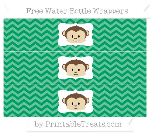 Shamrock Green Chevron Boy Monkey Water Bottle Wrappers — Printable ...