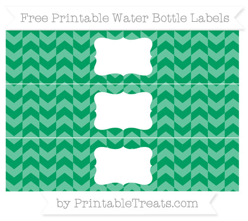 Shamrock Green Herringbone Pattern DIY Water Bottle Labels — Printable ...