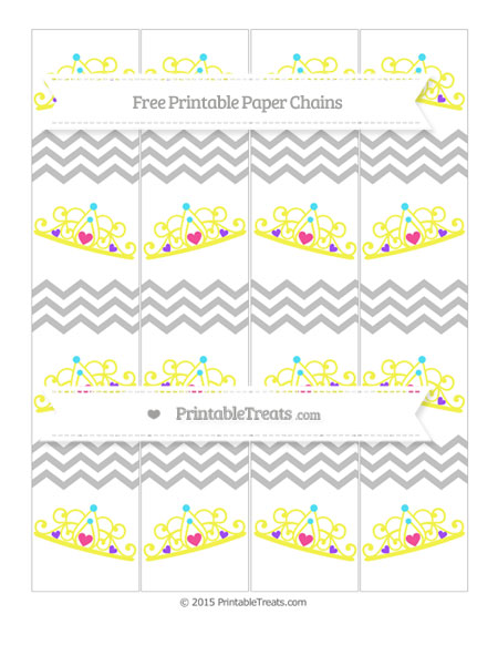 Silver Chevron Princess Tiara Paper Chains — Printable Treats.com