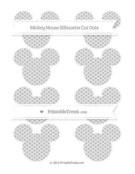 Silver Fish Scale Pattern Small Mickey Mouse Silhouette Cut Outs ...