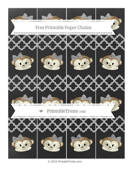 Silver Moroccan Tile Chalk Style Girl Monkey Paper Chains — Printable ...
