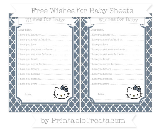 Slate Grey Moroccan Tile Hello Kitty Wishes for Baby Sheets — Printable ...