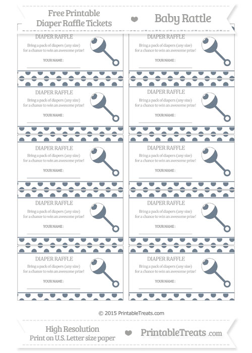 Free Slate Grey Polka Dot Baby Rattle Diaper Raffle Tickets — Printable ...