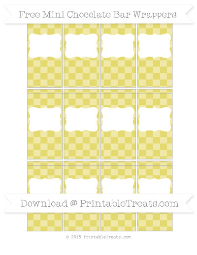 Straw Yellow Checker Pattern DIY Mini Chocolate Bar Wrappers ...