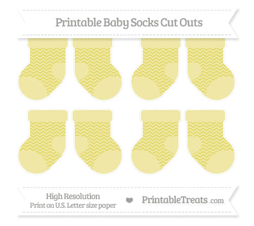 Straw Yellow Chevron Small Baby Socks Cut Outs — Printable Treats.com