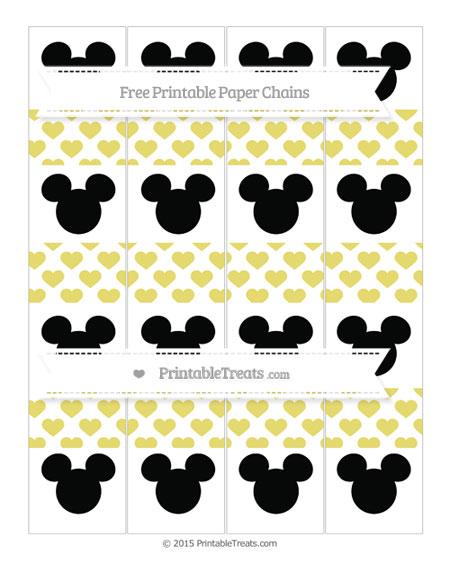 Free Straw Yellow Heart Pattern Mickey Mouse Paper Chains — Printable ...