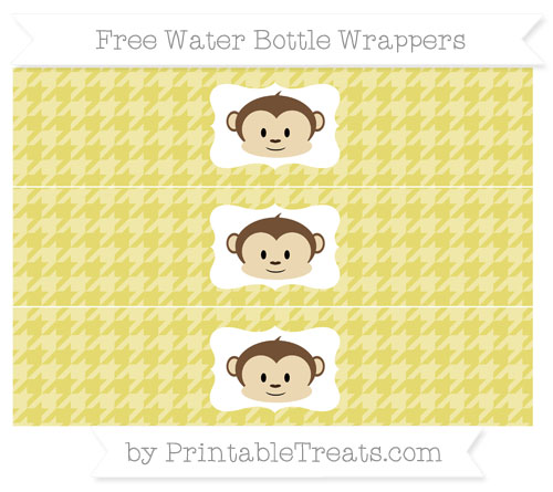 Straw Yellow Houndstooth Pattern Boy Monkey Water Bottle Wrappers ...