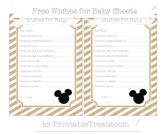 Tan Diagonal Striped Mickey Mouse Wishes for Baby Sheets — Printable ...