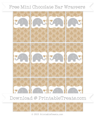 Tan Fish Scale Pattern Elephant Mini Chocolate Bar Wrappers — Printable ...
