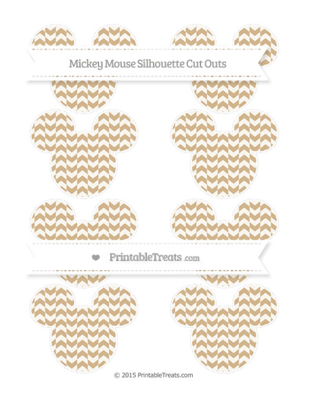 Tan Herringbone Pattern Small Mickey Mouse Silhouette Cut Outs ...