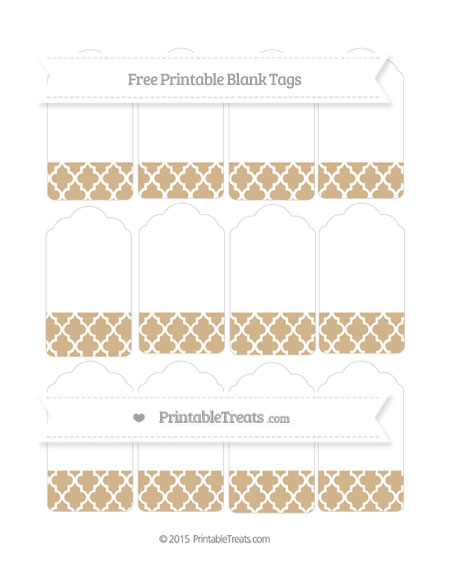Free Tan Moroccan Tile Blank Tags — Printable Treats.com