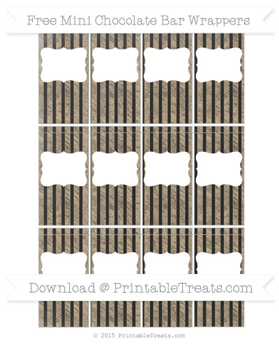 Tan Thin Striped Pattern Chalk Style DIY Mini Chocolate Bar Wrappers ...