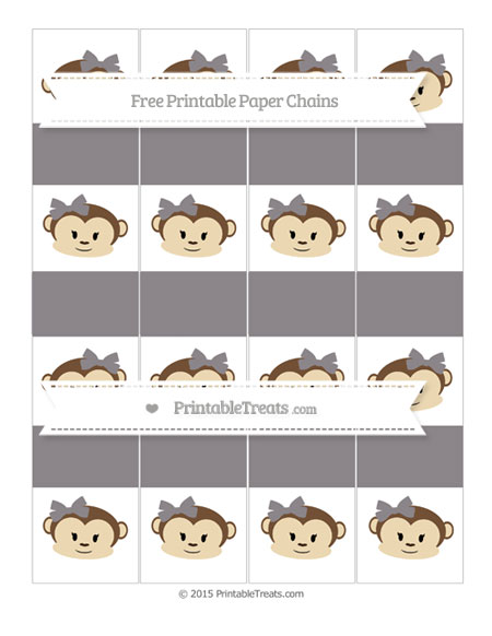 Taupe Grey Girl Monkey Paper Chains — Printable Treats.com