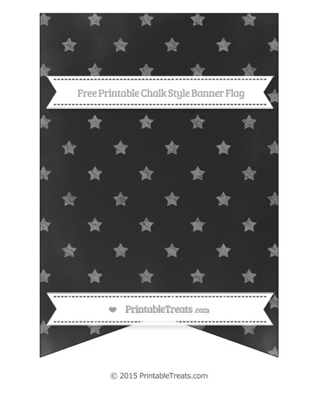 Free Taupe Grey Star Pattern Chalk Style Banner Flag — Printable Treats.com