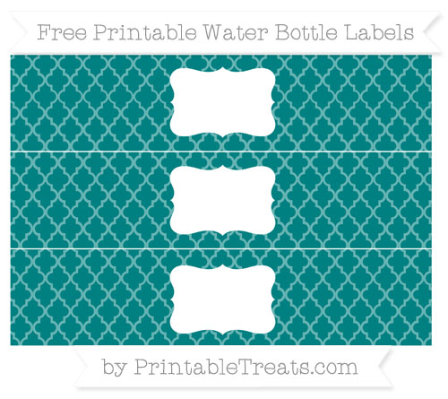 Teal Moroccan Tile DIY Water Bottle Labels — Printable Treats.com