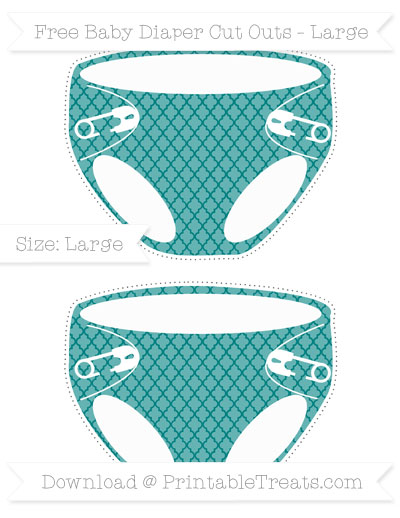 Teal Moroccan Tile Large Baby Diaper Cut Outs — Printable Treats.com