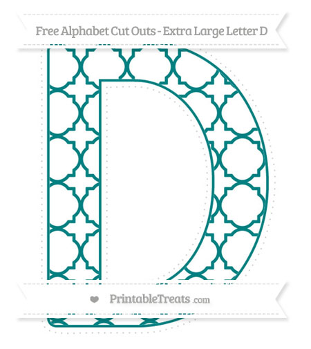 Free Teal Quatrefoil Pattern Extra Large Capital Letter D Cut Outs ...
