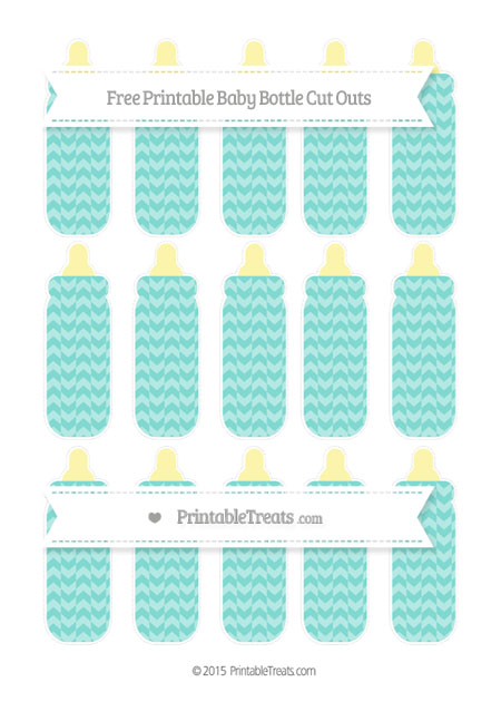 Tiffany Blue Herringbone Pattern Small Baby Bottle Cut Outs — Printable ...