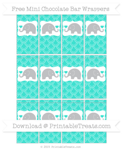 Turquoise Fish Scale Pattern Elephant Mini Chocolate Bar Wrappers ...