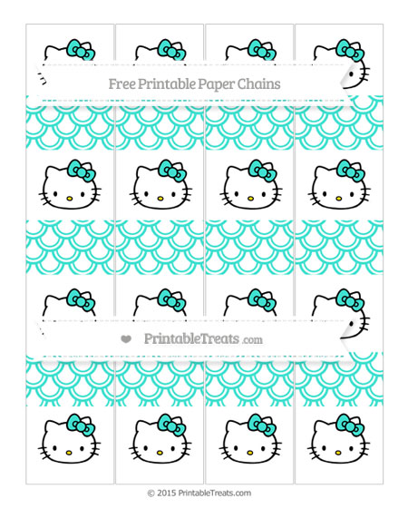 Free Turquoise Fish Scale Pattern Hello Kitty Paper Chains — Printable ...
