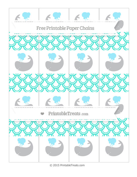 Free Turquoise Fish Scale Pattern Whale Paper Chains — Printable Treats.com