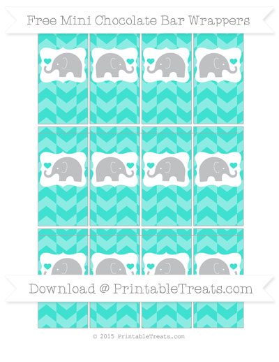 Turquoise Herringbone Pattern Elephant Mini Chocolate Bar Wrappers ...