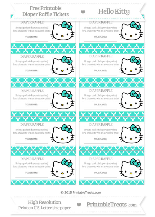 Free Turquoise Moroccan Tile Hello Kitty Diaper Raffle Tickets ...