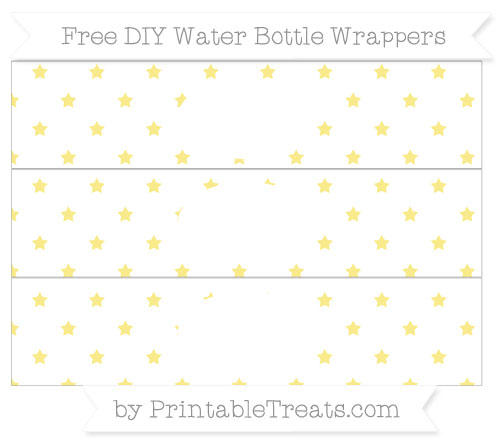 Free White and Pastel Yellow Star Pattern DIY Water Bottle Wrappers ...