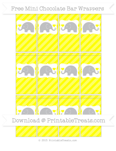 Yellow Diagonal Striped Elephant Mini Chocolate Bar Wrappers ...