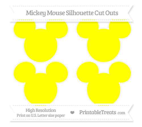 Yellow Medium Mickey Mouse Silhouette Cut Outs — Printable Treats.com