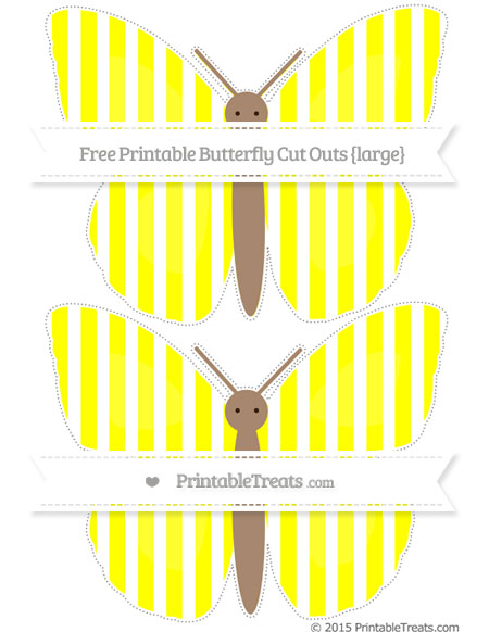 Free Yellow Striped Large Butterfly Cut Outs — Printable Treats.com