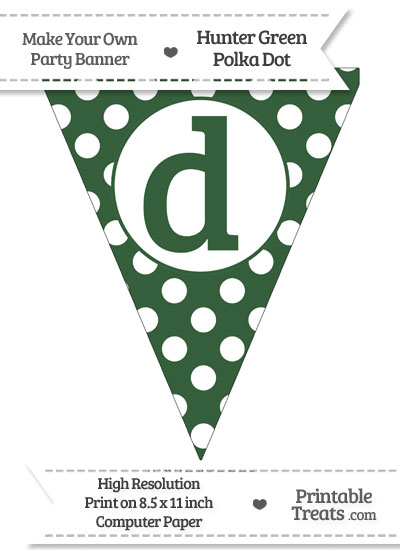 Hunter Green Polka Dot Pennant Flag Lowercase Letter D — Printable ...