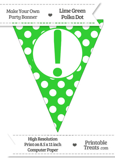 Lime Green Polka Dot Pennant Flag with Exclamation Mark — Printable ...