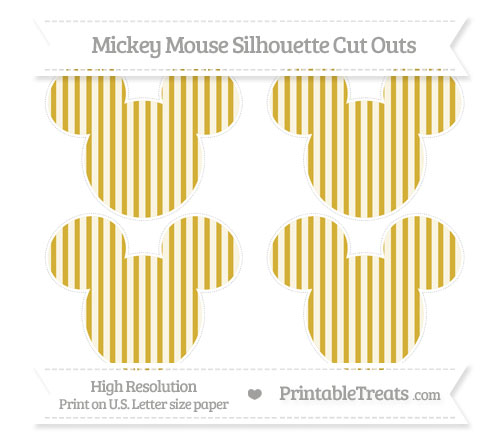 Metallic Gold Striped Medium Mickey Mouse Silhouette Cut Outs ...