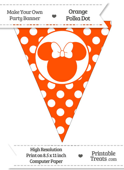 Orange Polka Dot Pennant Flag with Minnie Mouse — Printable Treats.com