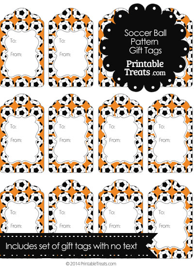 Orange Soccer Ball Pattern Gift Tags — Printable Treats.com