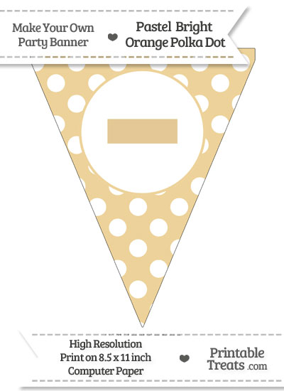 Pastel Bright Orange Polka Dot Pennant Flag with Dash — Printable ...