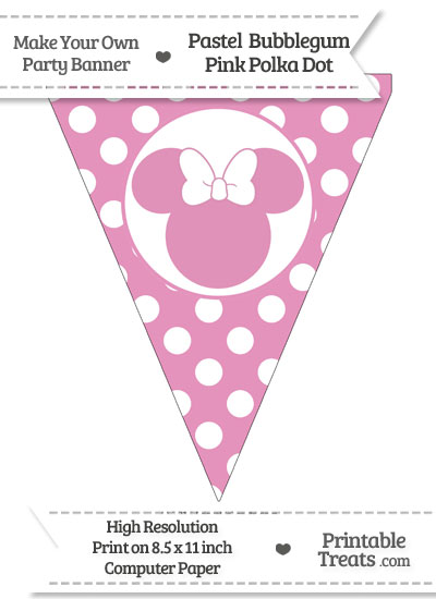 Pastel Bubblegum Pink Polka Dot Pennant Flag with Minnie Mouse ...