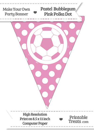 Pastel Bubblegum Pink Polka Dot Pennant Flag with Soccer Ball ...